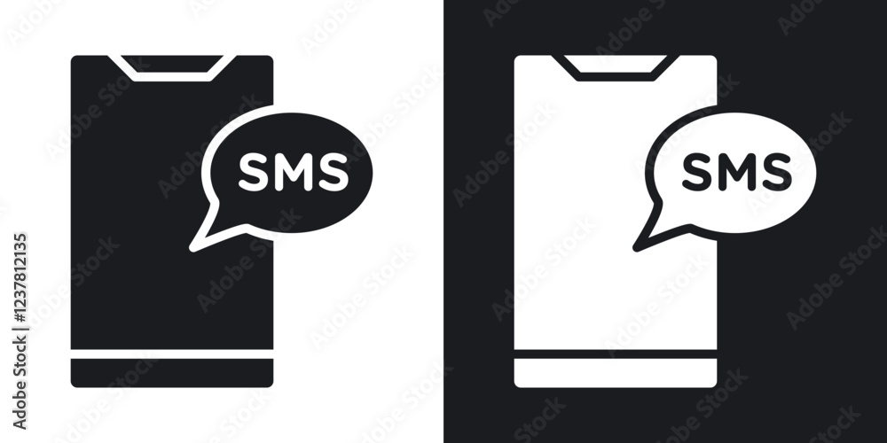 Sms icons in solid black and white collection Stock Vector | Adobe Stock