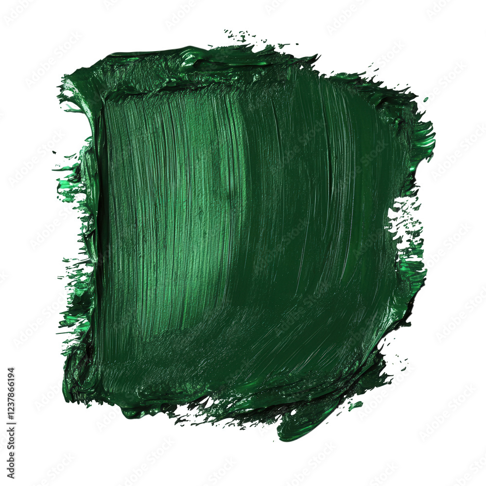 transparent background, PNG, A bold smear of deep emerald green oil ...