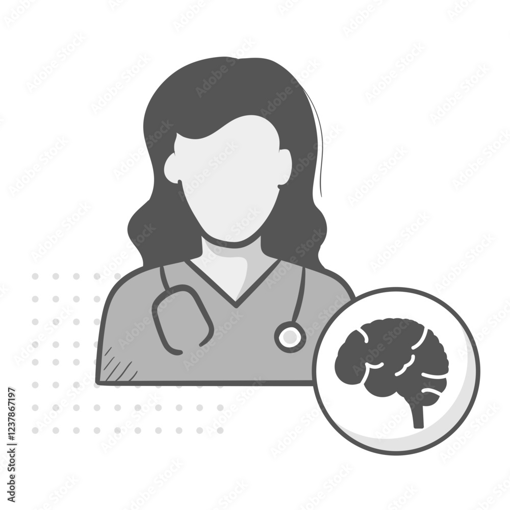 Neurologist Icon, Brain Health and Mental Wellness, Neuroscience Symbol ...