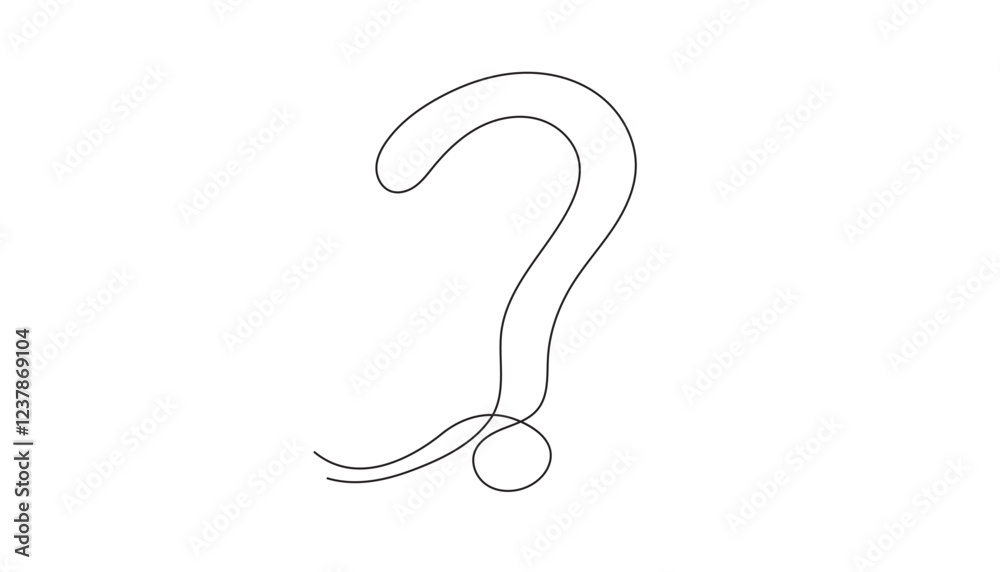 One continuous line drawing of question mark. hand drawn asking sign ...