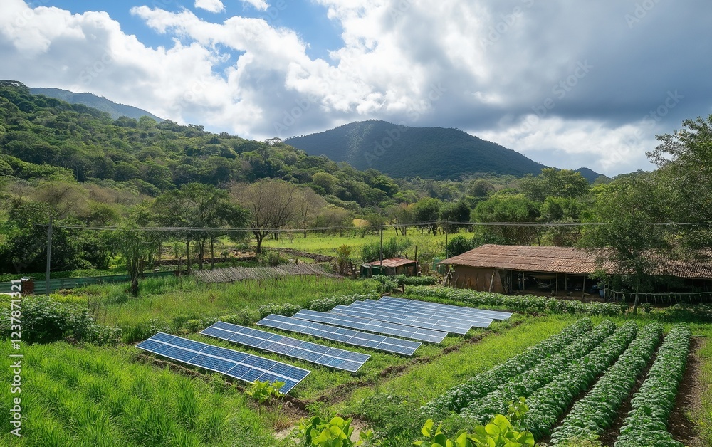 Agrivoltaics, a sustainable farming innovation, integrates solar panels ...