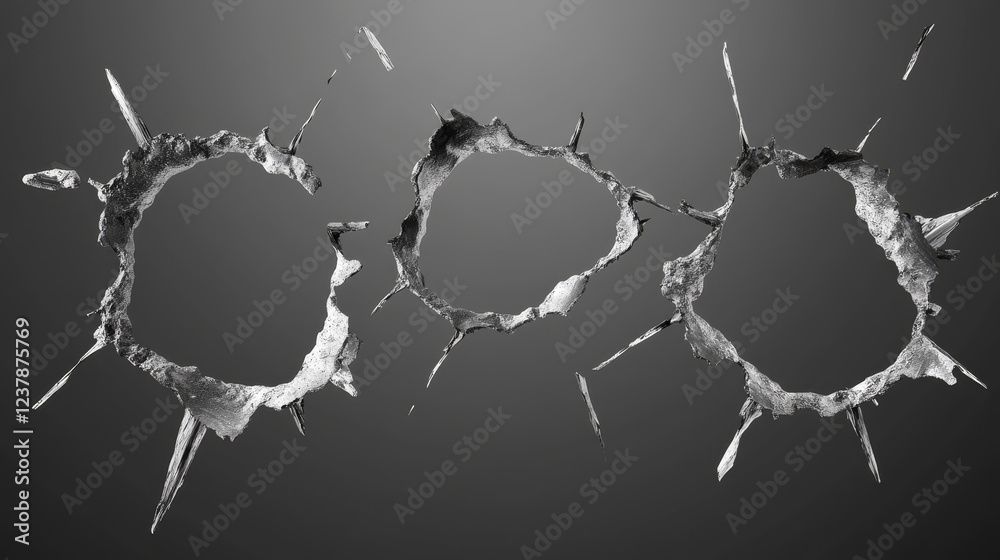 Isolated bullet holes on transparent background, gun bullet marks ...