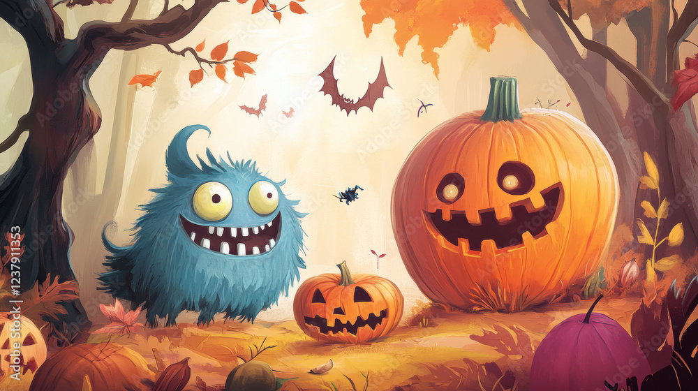 Стокова ілюстрація Child spot differences game with Halloween monsters ...