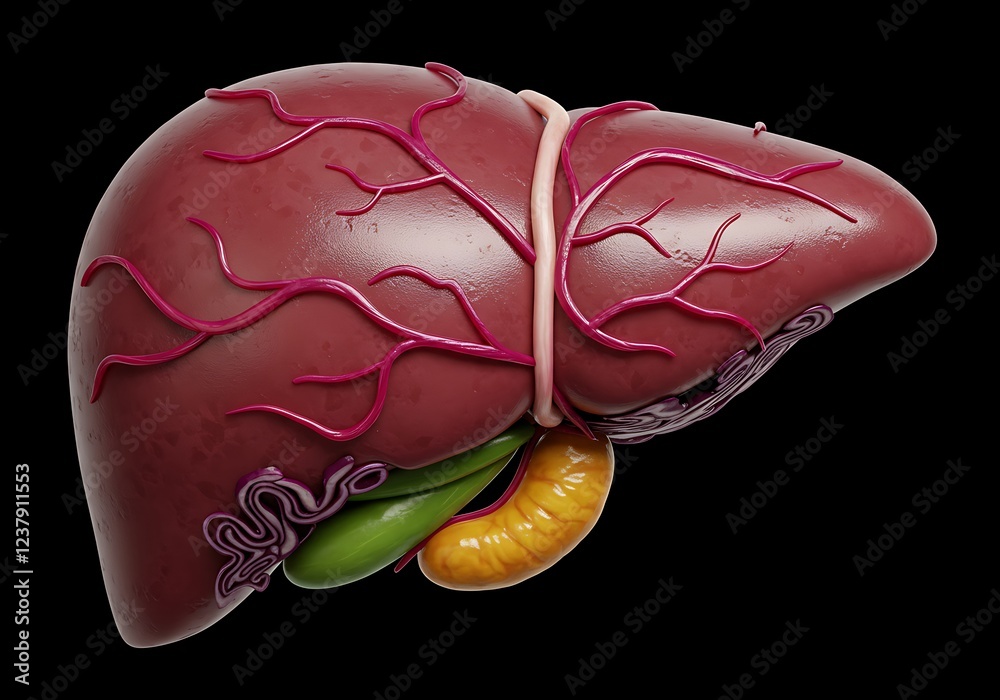 Human Liver Anatomy 3d Model Gallbladder Bile Duct Stock Illustration ...
