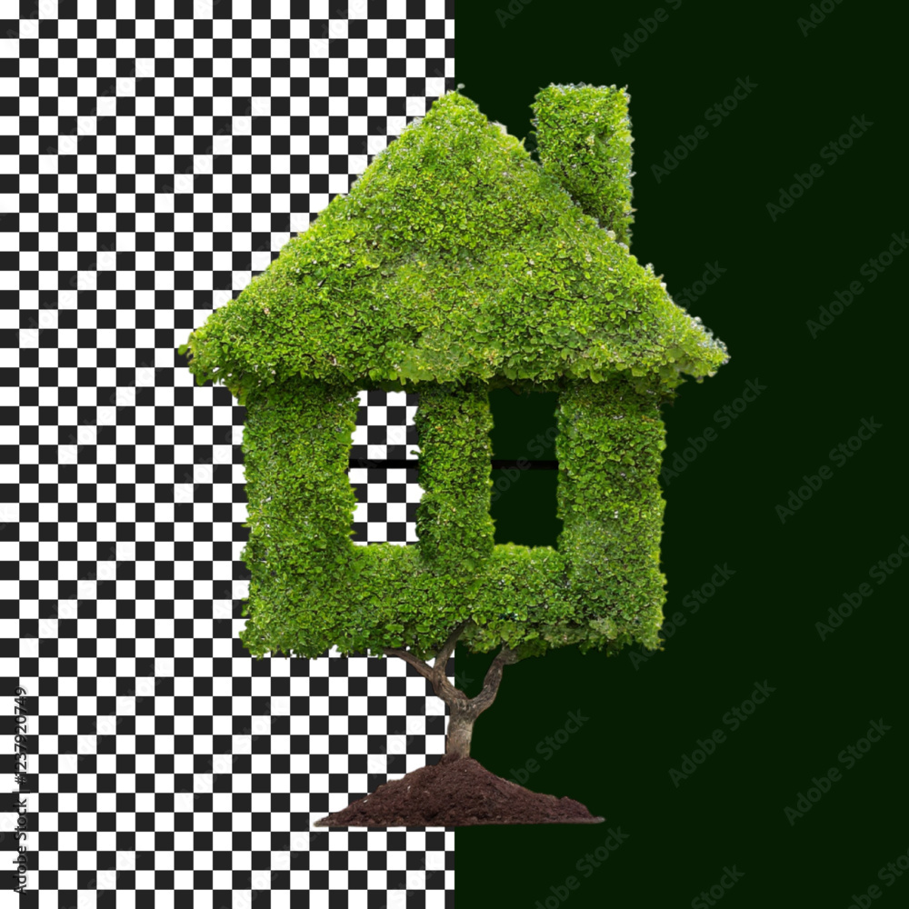 House shaped green tree as real estate concept, Green Home Concept ...