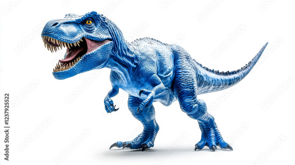 Cartoon tyrannosaurus isolated funny prehistoric animal. Vector blue t ...