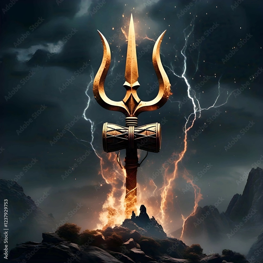 Lord Shiva Indian God of Hindu, Mahadev with trisul vector illustration ...