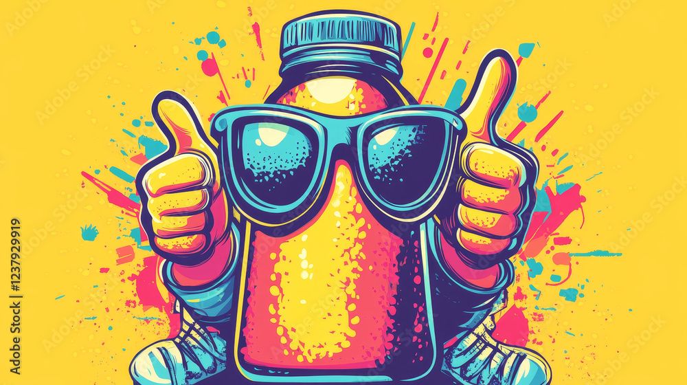 Stock-Illustration „Cartoon groovy vodka bottle character with ...