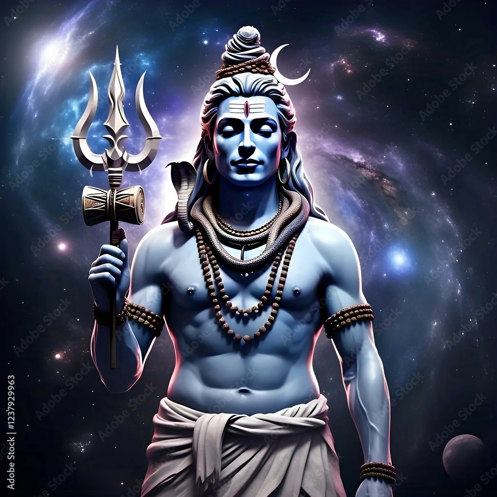 Lord Shiva Indian God of Hindu, Mahadev with trisul vector illustration ...