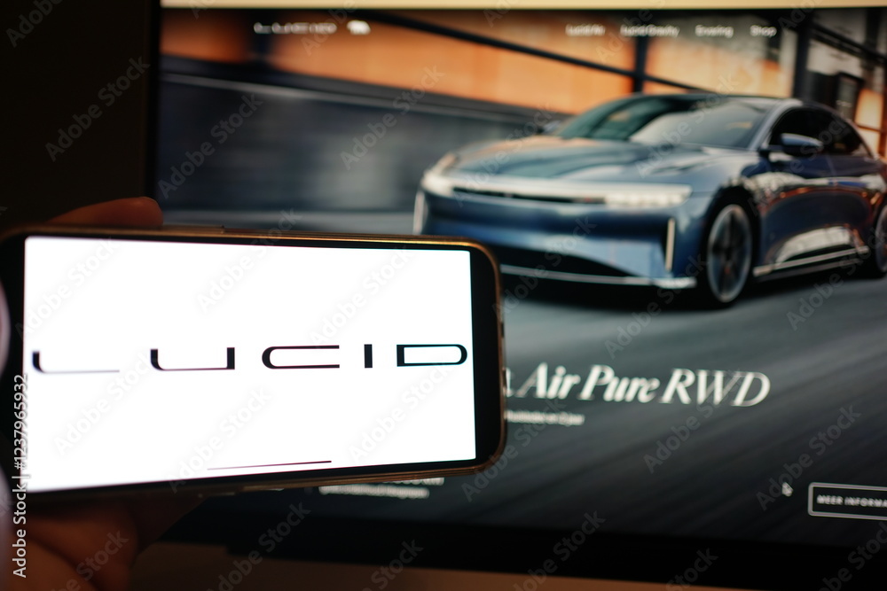 Roosendaal, The Netherlands - February 3, 2025: A phone screen displaying the logo of Lucid ...