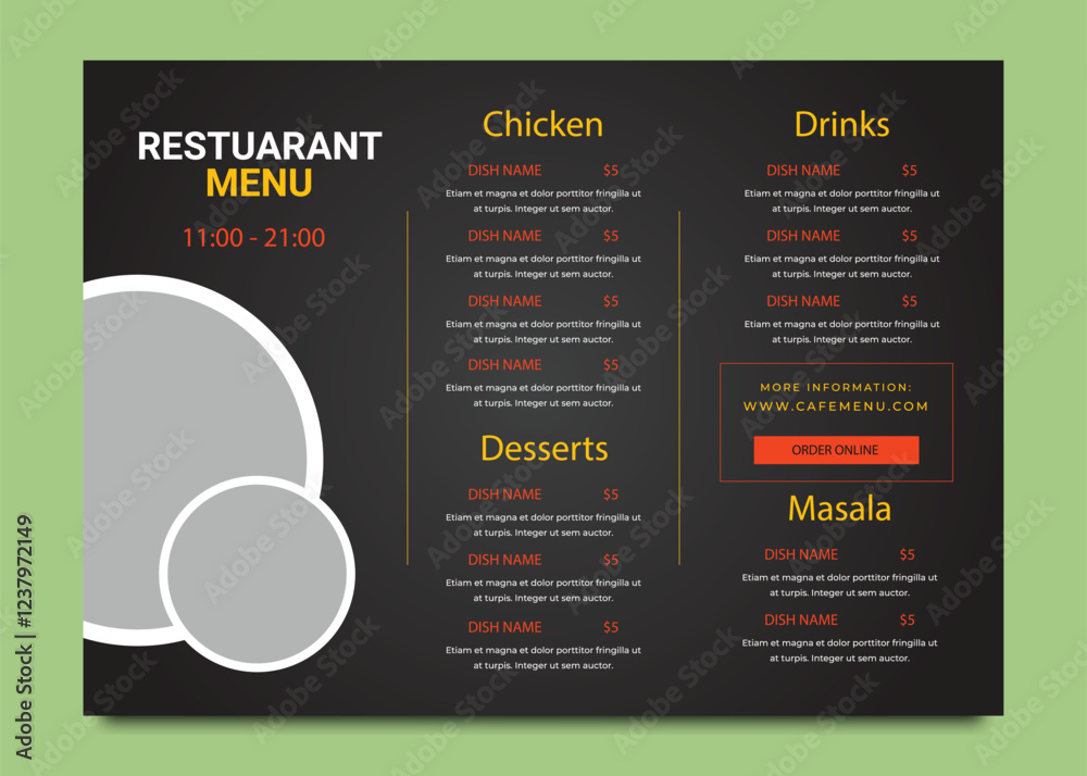 Fast food restaurant menu template. menu ca Lunch dishes and drinks ...