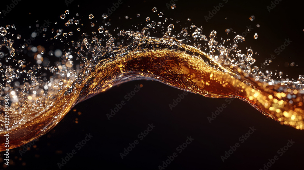 Ilustración de Stock Cola drink splash swirl with drops, soda beverage ...