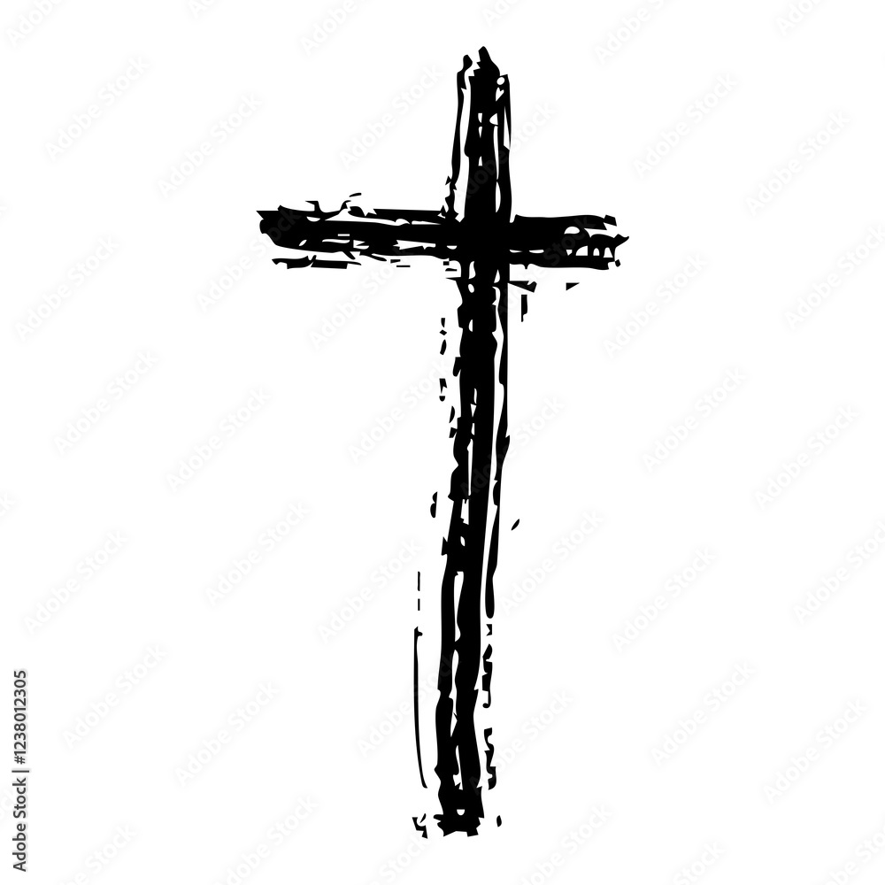 Cross doodle hand drawn set vector sketch drawing line catholic easter ...