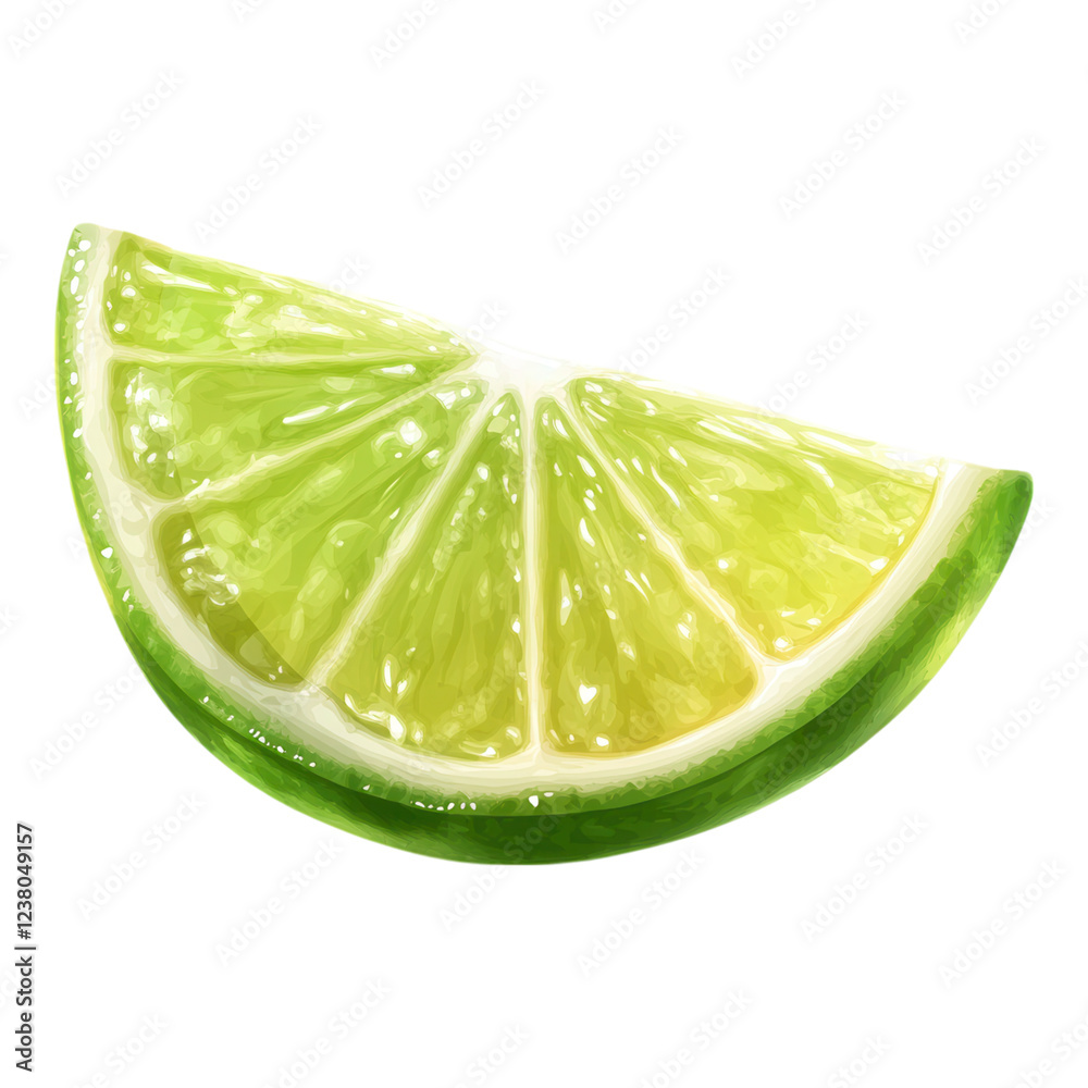 Vibrant lemon wedge on transparent background, bright colors, fresh and ...
