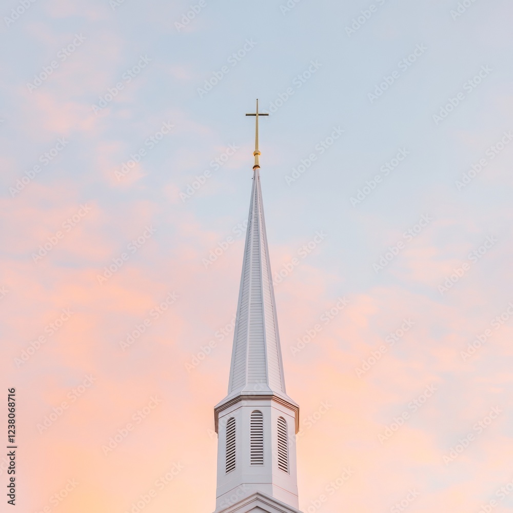 Historic Church Spire Aesthetics Sleek Metal and Brick Against Cloudy ...