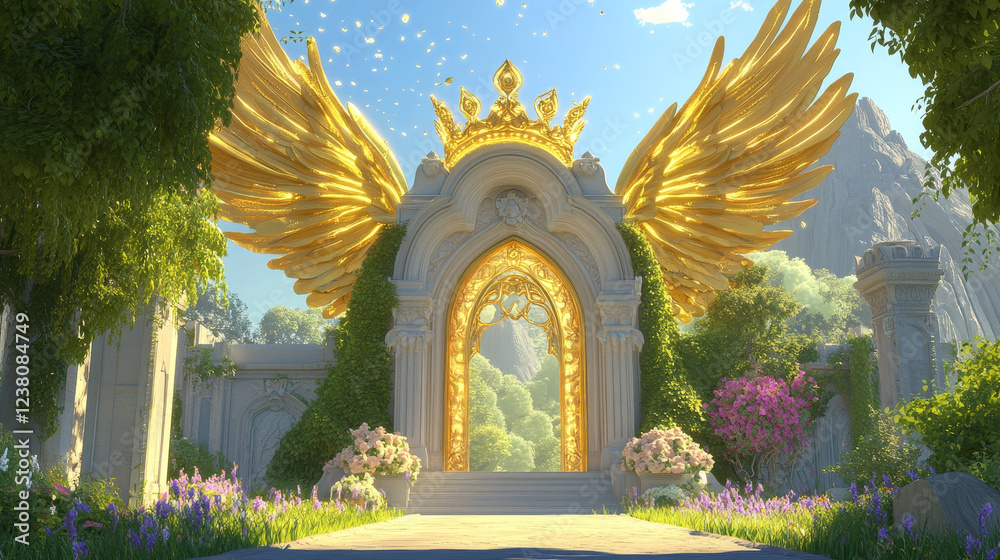 Ilustración de Stock Fantasy fairytale game magic portal door. Cartoon ...