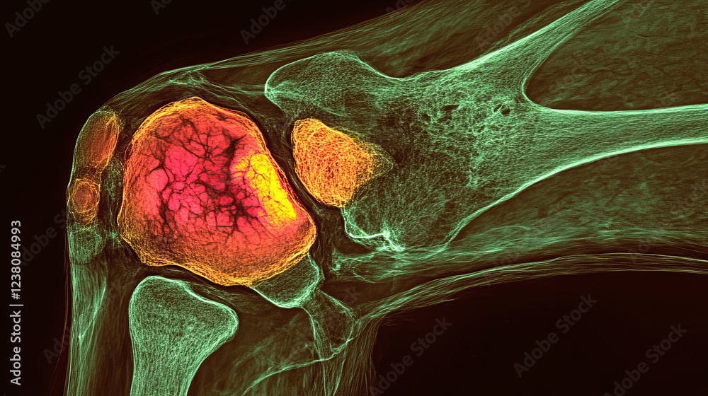 Arthritis knee joint mri scan isolated outline icon. Vector skeleton x ...