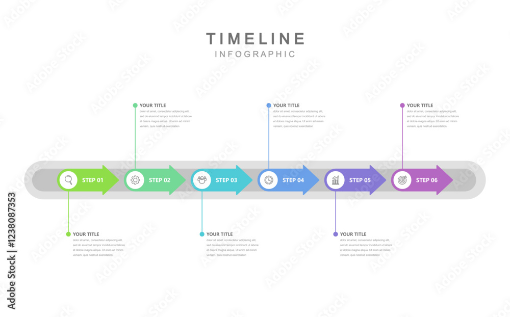 Business road map timeline infographic concept. with icons and 6 steps. Corporate milestones ...