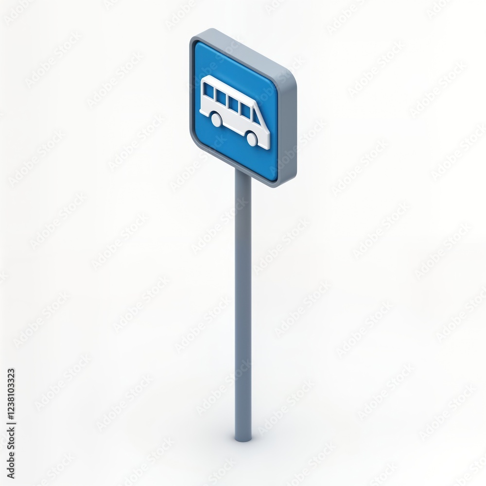 Isometric 3d bus stop sign. Universal design. Modern urban scenery ...