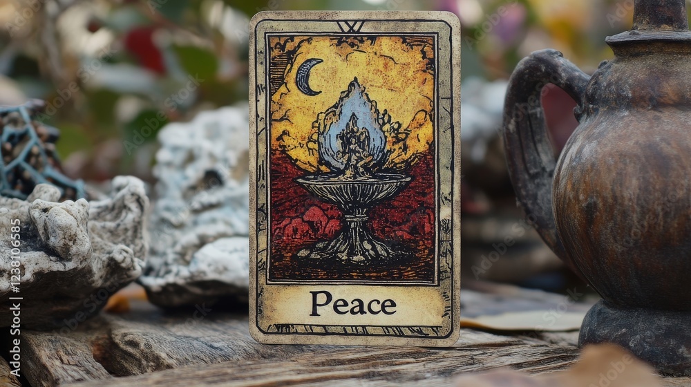 Tarot card "Peace" from the major arcana deck, symbolizing calm and ...