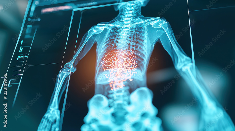 Artificial intelligence in medical detection. X ray image of human ...