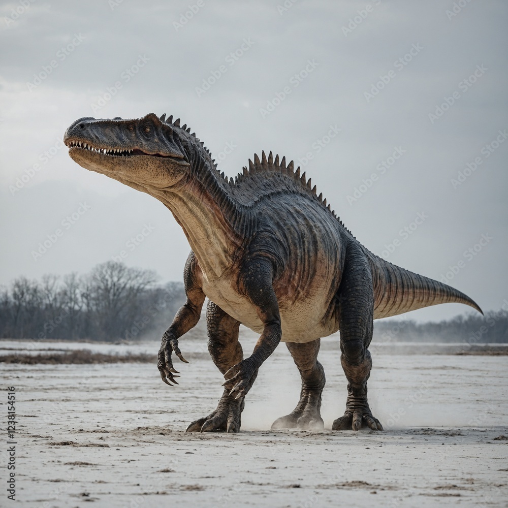 Spinosaurus Walking: A Spinosaurus walking gracefully, its sail-like ...