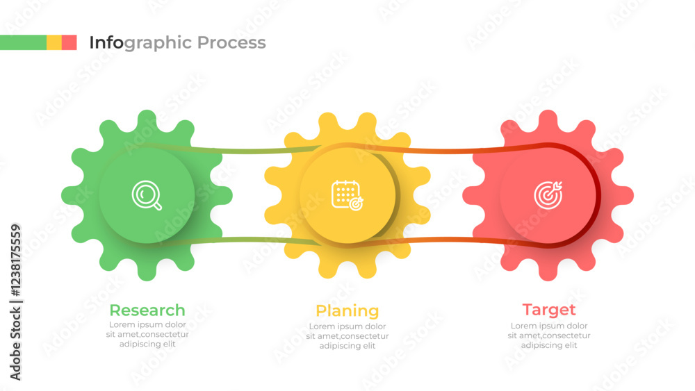 Creative Business Concept. Infographic design elements with gears and 3 ...
