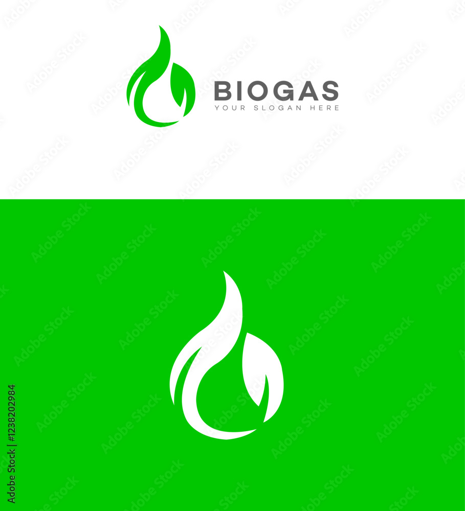 Biogas Logo Design Green Energy, Sustainable Fuel, Renewable Resource ...