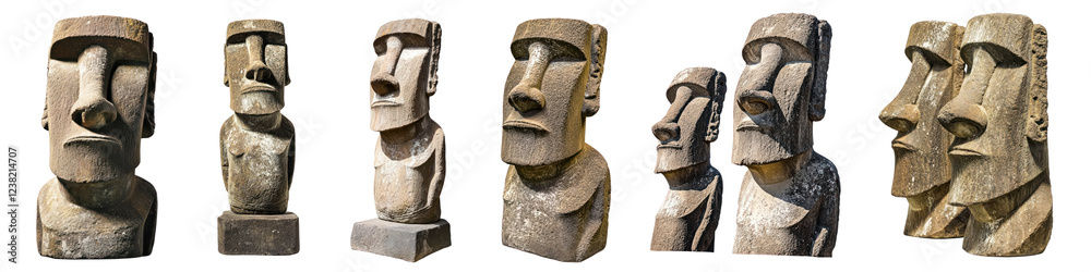 Moai statues in Easter Island png cut out element set, transparent ...