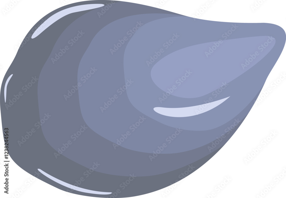 Cartoon illustration featuring a closed mussel shell, resting in ...
