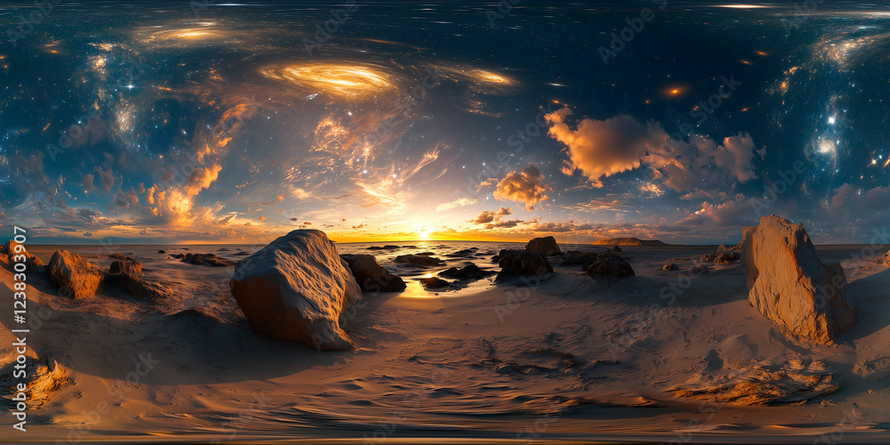 8K HDRI map: ocean landscape - islands with mountains and sandy beaches ...