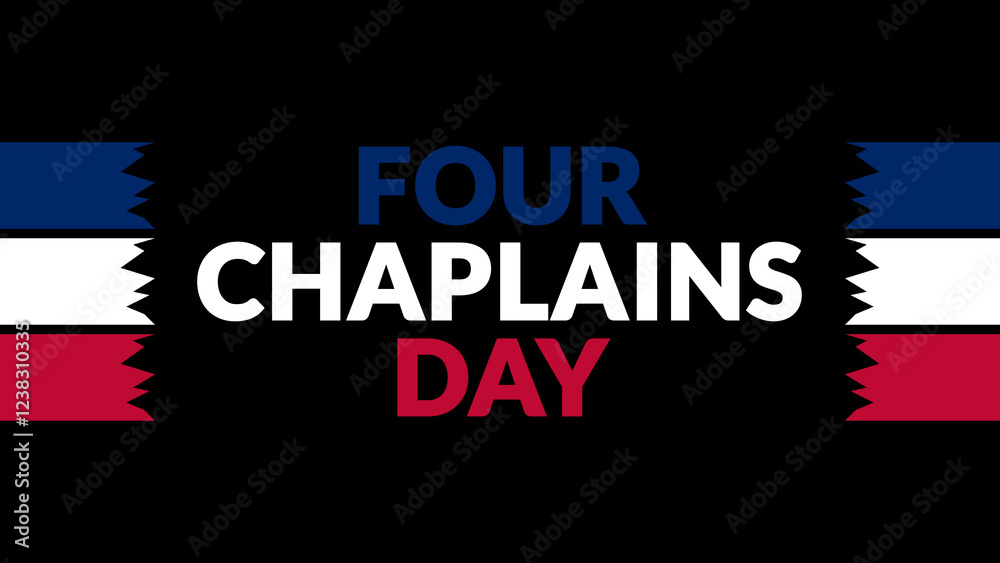 Four Chaplains Day text with side lines on a black background. Which is ...