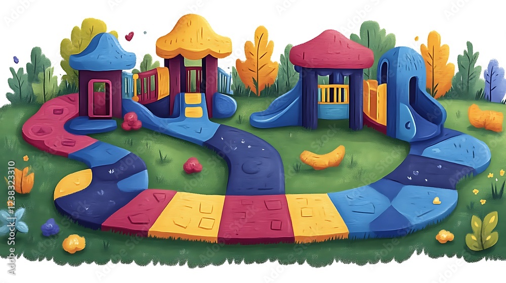 Colorful Playground Illustration for Kids Fun Stock Illustration ...