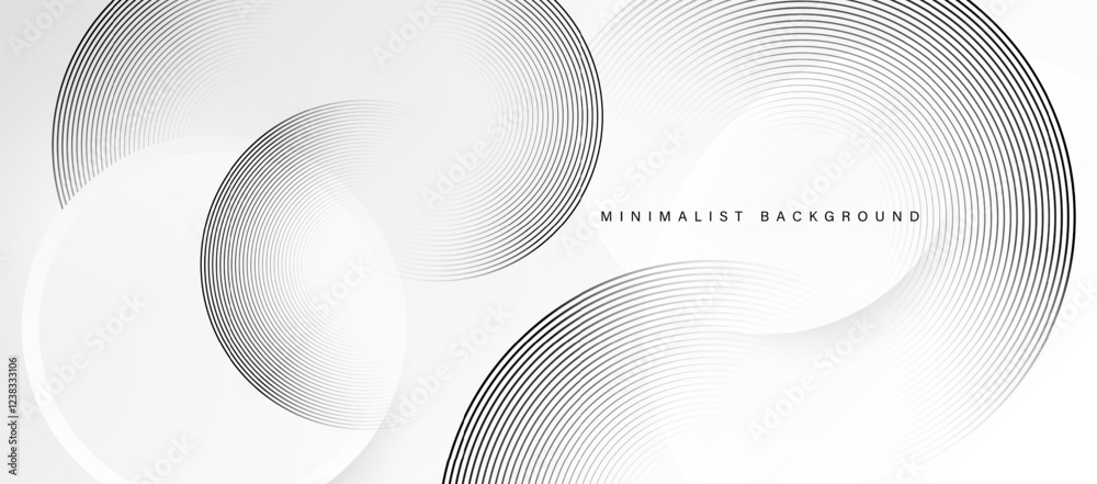 Modern abstract white background with black gradient circular lines ...