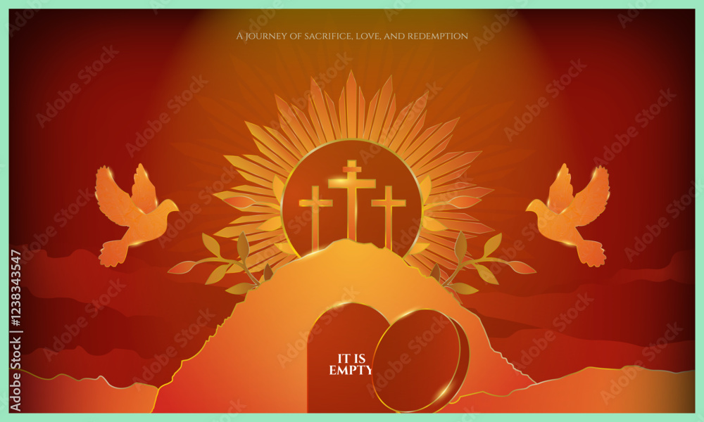 Vector de Stock Holy Week Elegant Illustration in gold and red. Holy ...