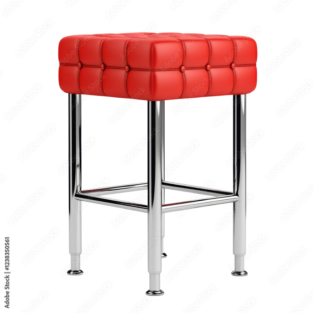 Futuristic Red Bar Stool with Bold Design and Chrome Legs, cut out ...