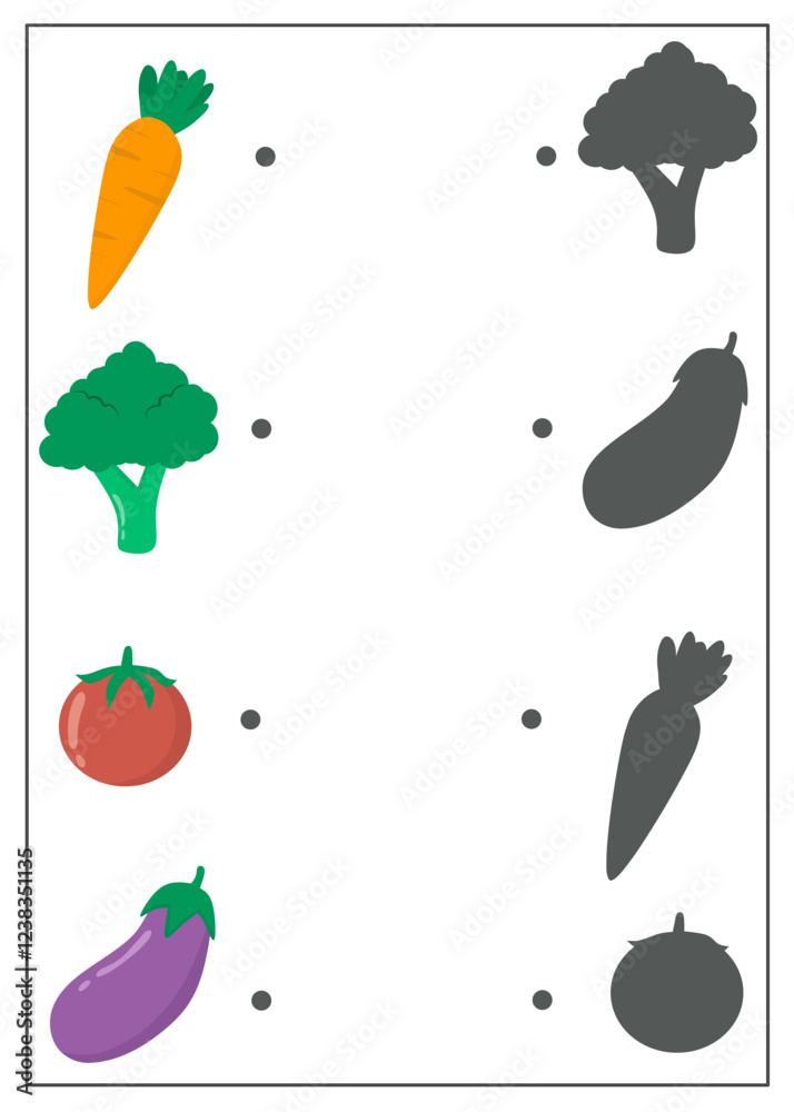 Matching shadow worksheet for kindergarten, find the correct shadow ...