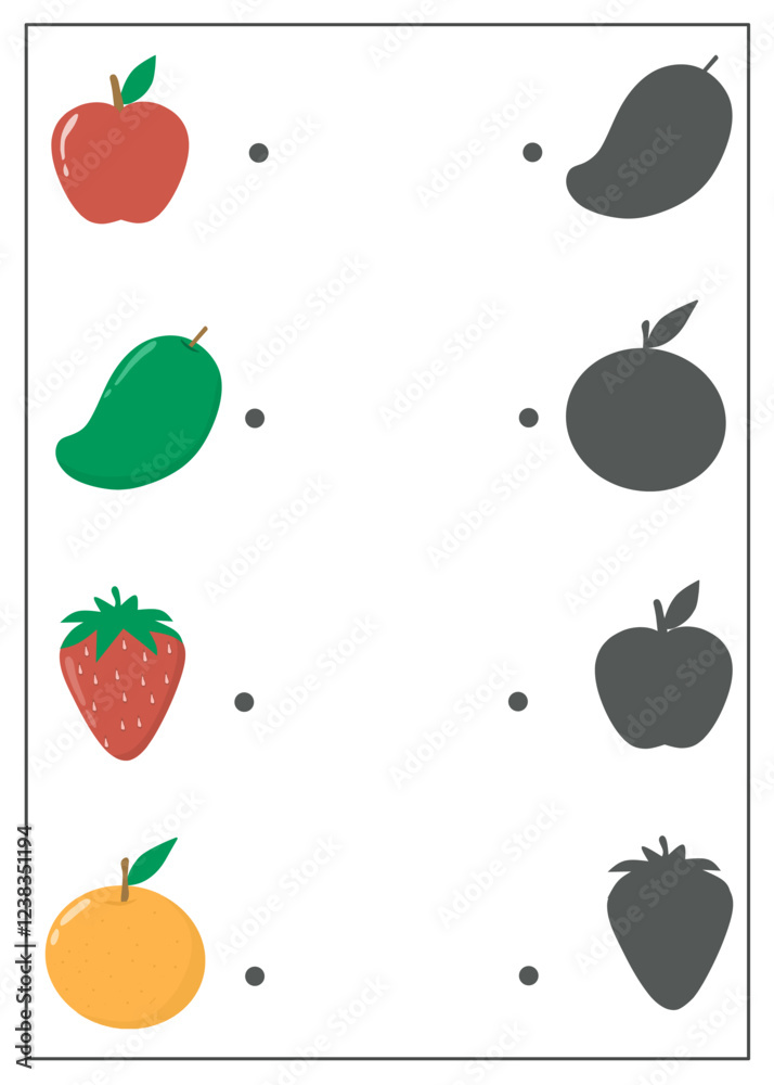 Matching shadow worksheet for kindergarten, find the correct shadow ...