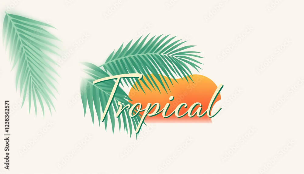 A tropical-themed minimalist logo featuring green palm leaves and the ...