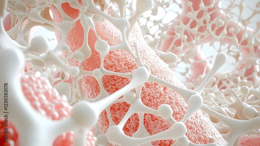 Detailed 3D medical of lung alveoli severely damaged and destroyed by ...