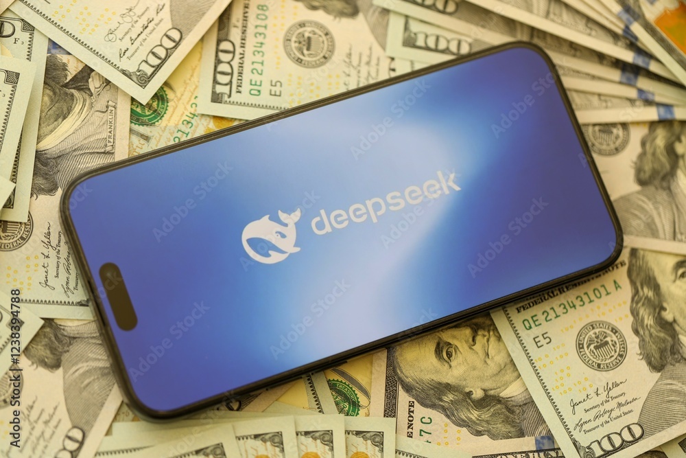KYIV, UKRAINE - JANUARY 29, 2025 Deepseek app logo icon displayed on a ...