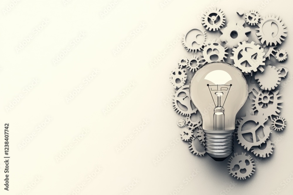 Innovative business solutions infographic featuring light bulb and cogs ...