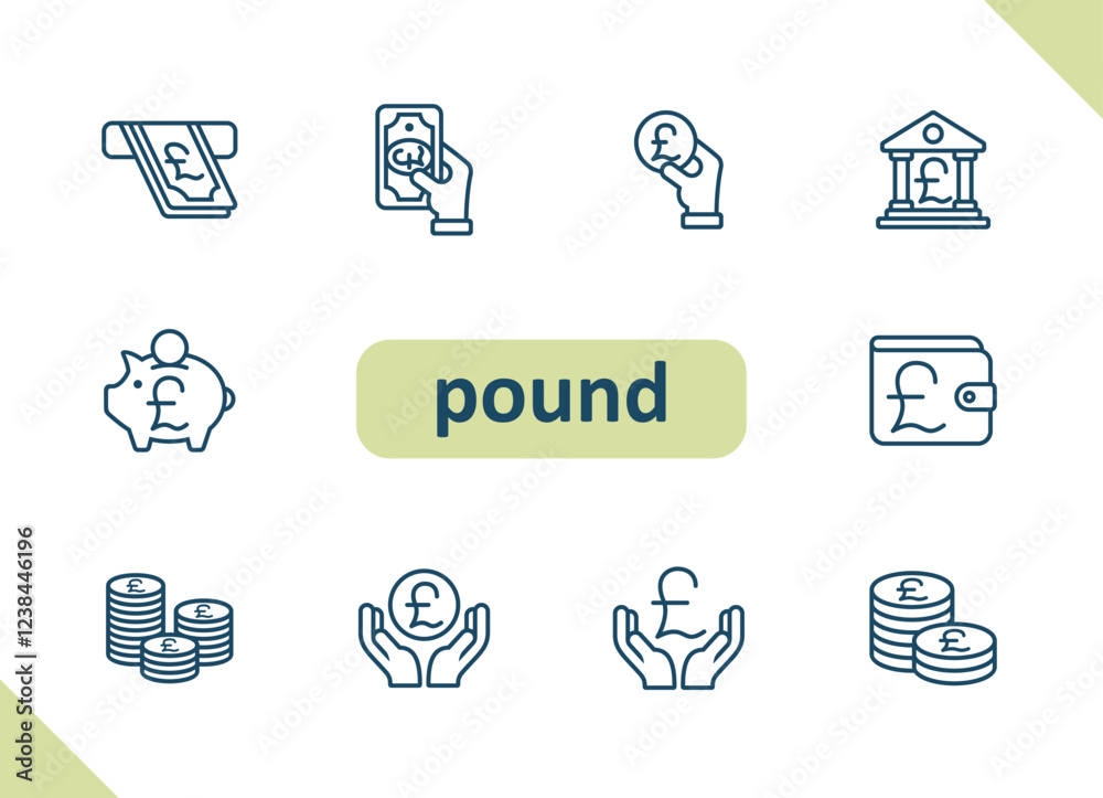 Pound icons. Money, currency, cash, pound sterling, payment, savings ...