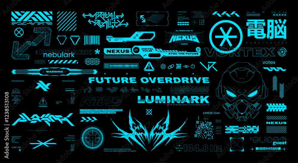 Hi-tech elements, HUD interface, cyberpunk concept. Futuristic graphic box with digital art ...