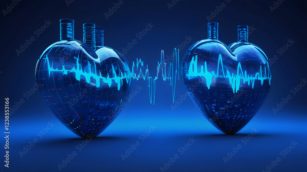 Digital Human Heart Anatomy Heart Health Finance Tech Monito, Two ...