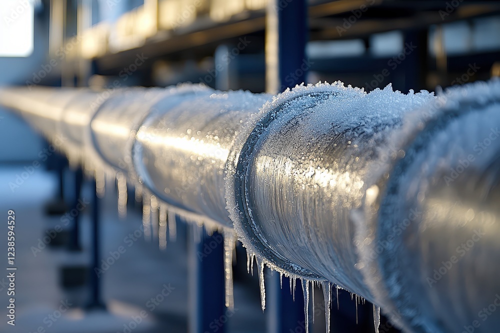 Air ducts covered in frost due to extreme cold, with ice crystals ...