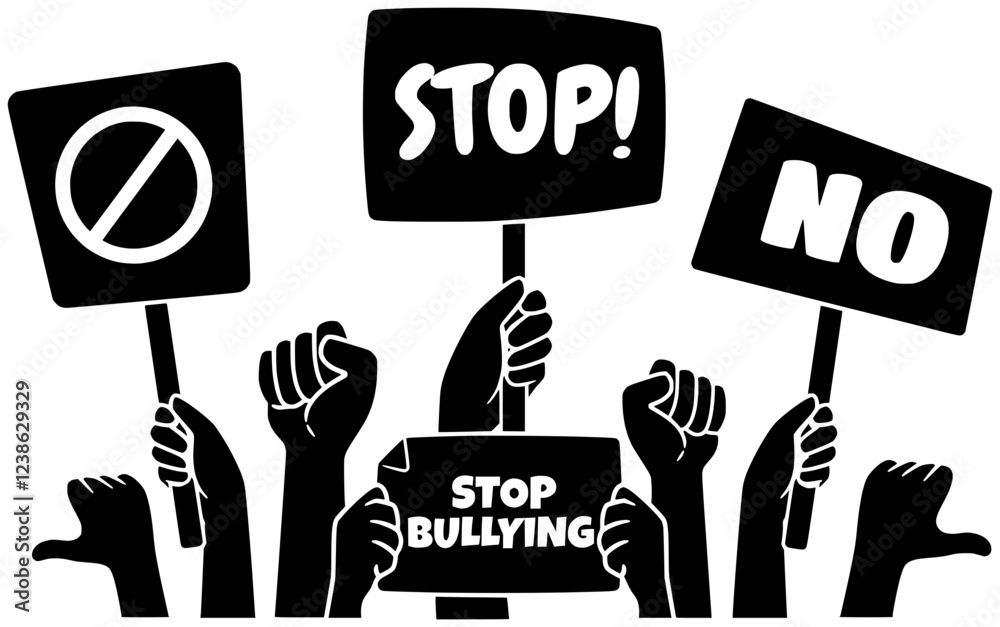 stop illustration bullying silhouette abuse logo violence icon ...