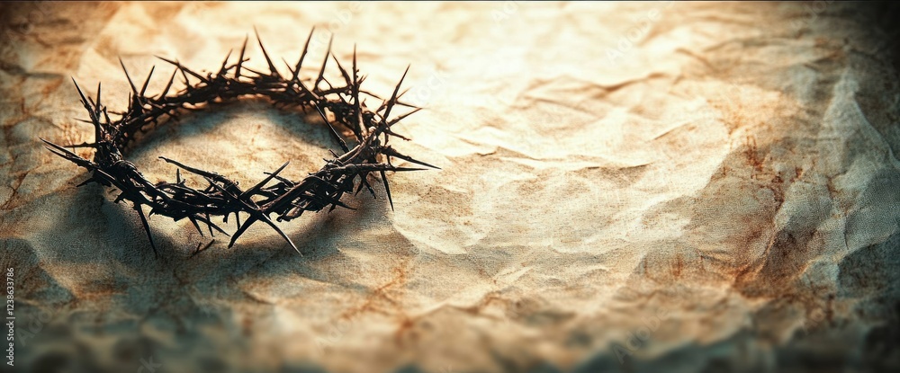 Crown of Thorns on Vintage Parchment with Blood Stains - Symbol of ...