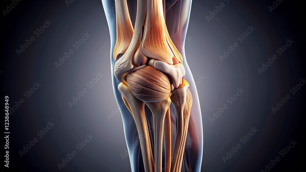 Ilustración de Stock Anatomical view of knee joint showcasing muscles ...