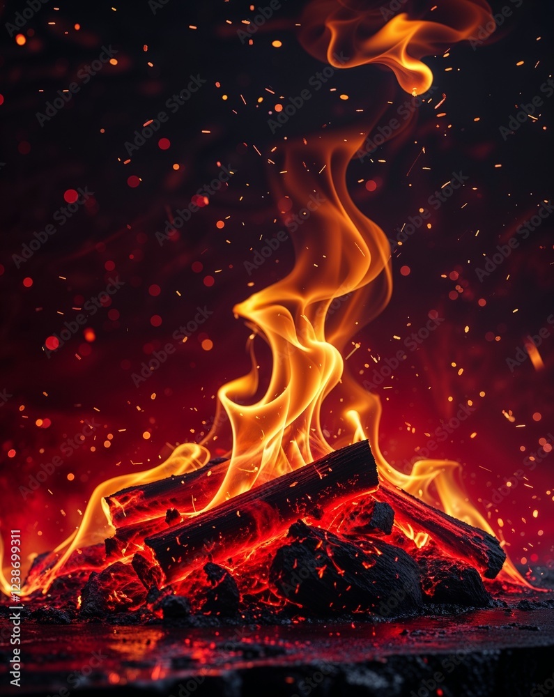 Dark red with deep burning ember glow and soft heat distortion abstract ...